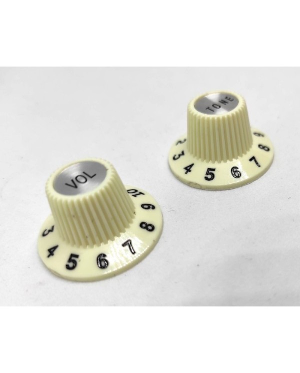 2 Fender® pure vintage 1965 Jazzmaster witch hat Knobs Vintage White ...