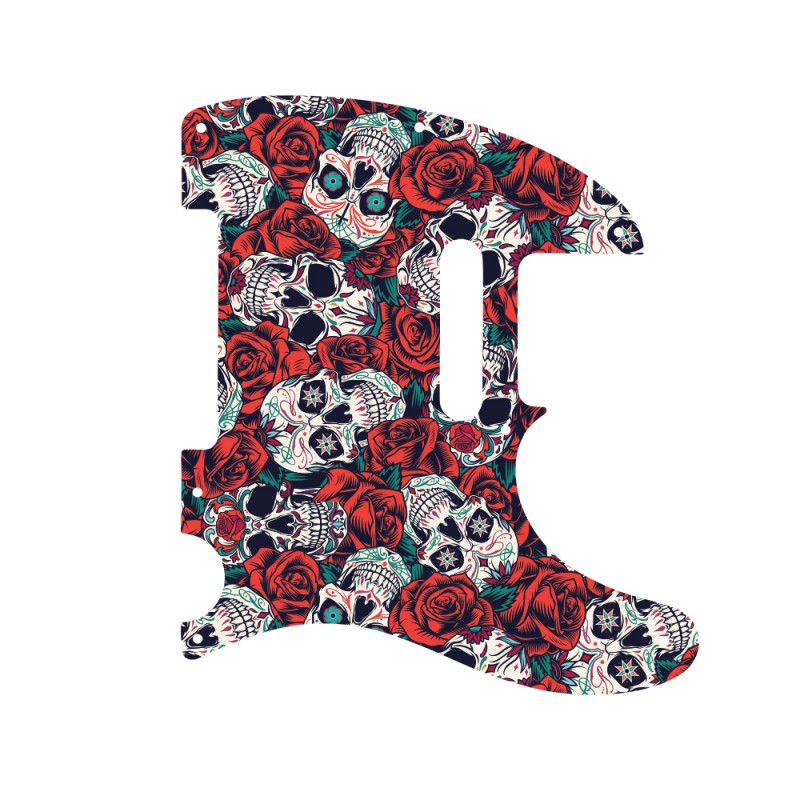 Dia De Muertos Calavera Skull & Rose 8 screws US Telecaster Pickguard
