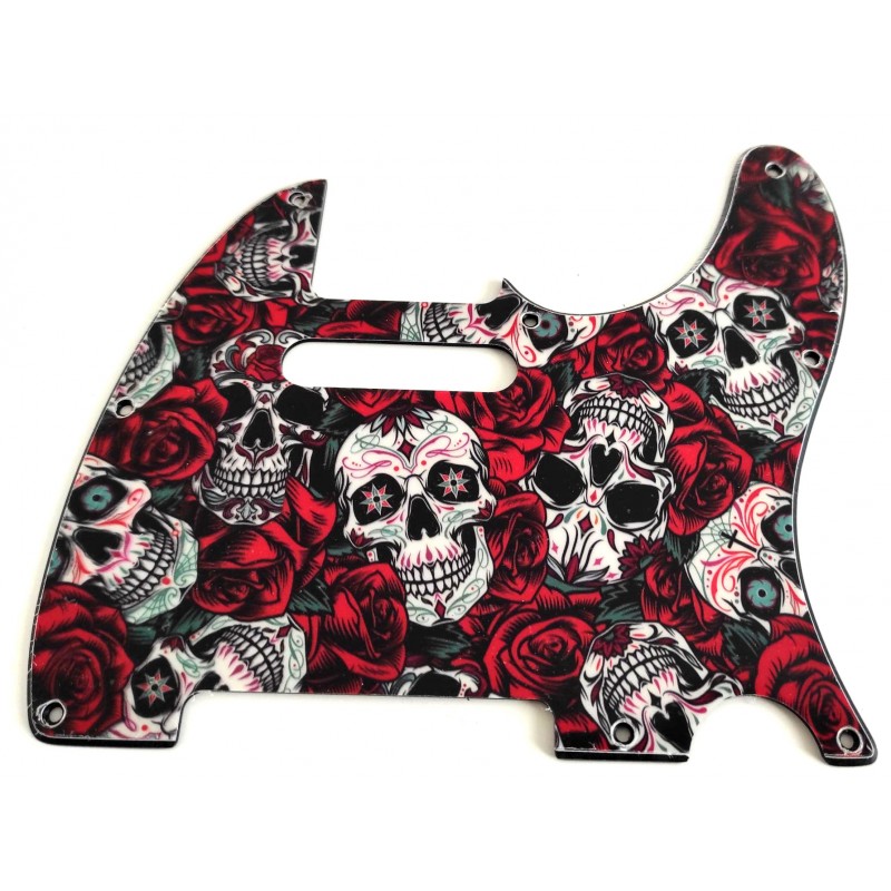 Dia De Muertos Calavera Skull & Rose 8 screws US Telecaster Pickguard