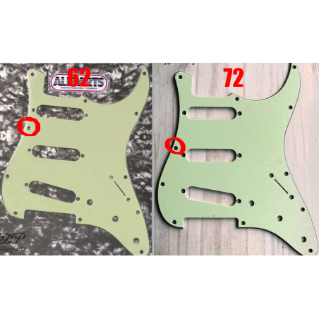 Pickguard Stratocaster Mint Green 3 ply 11trous '62 Hole Pattern .090"