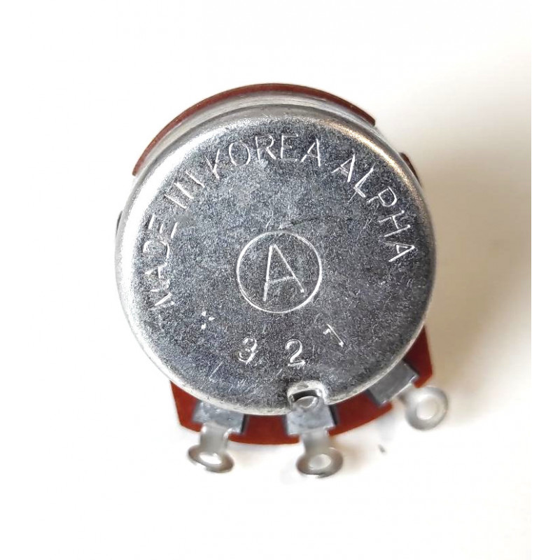 Potentiomètre Alpha 250 Ko Audio (log) axe fendu 6mm filetage métrique 8 mm