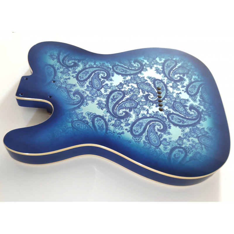 3 Pieces Tele Style Alder Body, Blue Paisley, Double binding