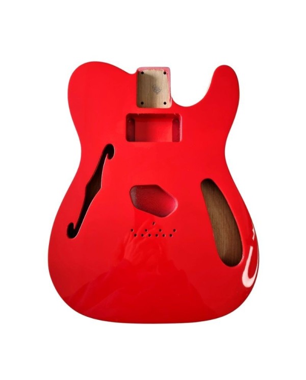 Telecaster Thinline Electric Guitar Body, Fiesta Red, Double Binding