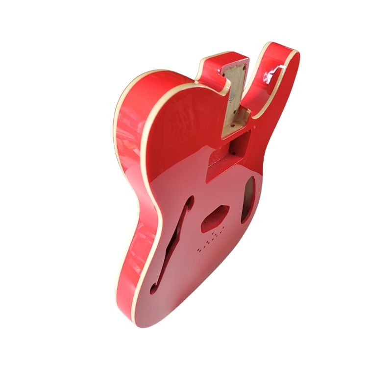Telecaster Thinline Electric Guitar Body, Fiesta Red, Double Binding