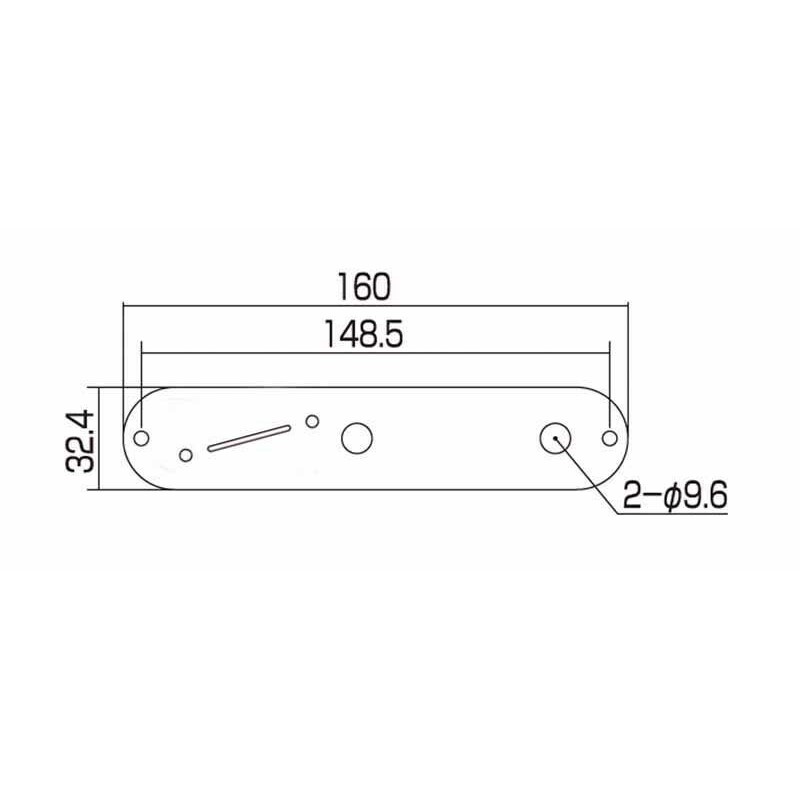 Telecaster chrome Control Plate 3/8", 9,5mm, slanted slot for switch