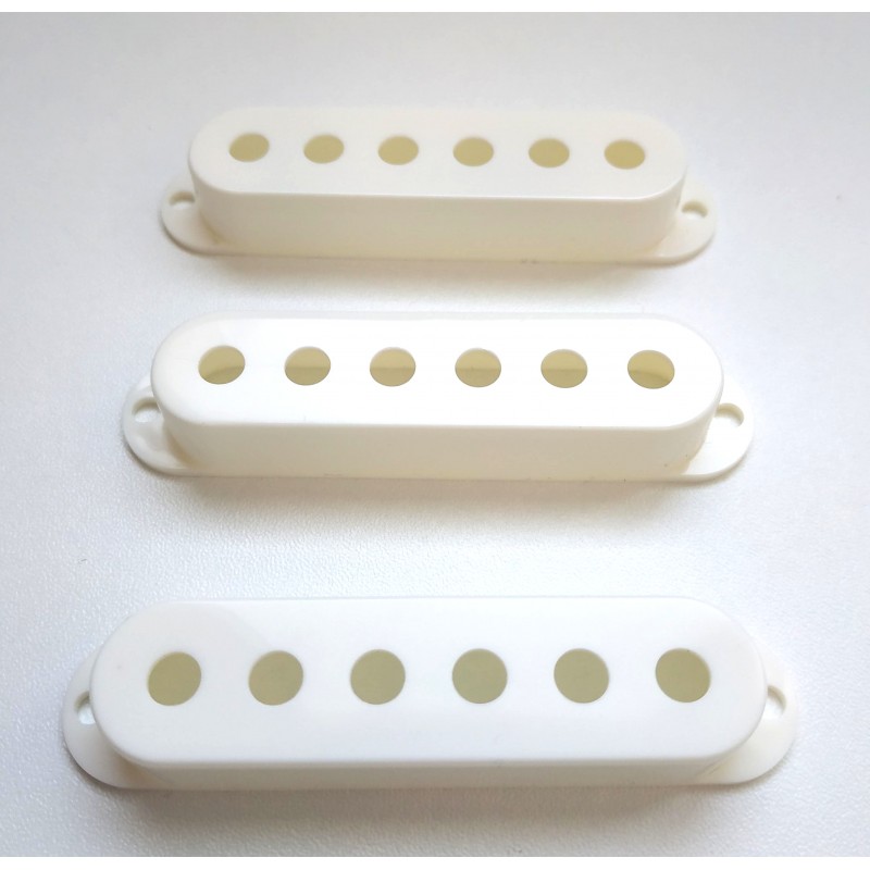 Set of 3 White Single Coil Pickup Cover Stratocaster style 52,5 mm