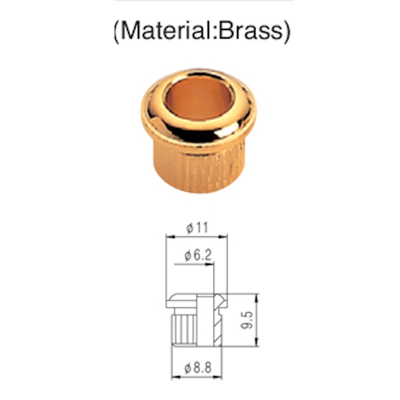 6 Black brass Bushing adapters 9,5 x 8,8 x 6.2mm