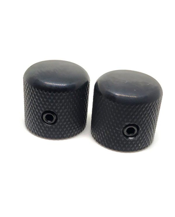 2 Boutons Dome Telecaster Noir Grains fins pour pots 6mm