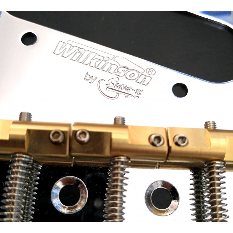 Wilkinson Chrome tailpiece for telecaster, 3 staggered brass saddles ...
