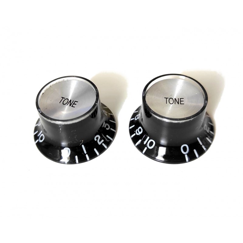4 Gibson SG style Black Tone + Volume Knobs with Silver Reflector Cap
