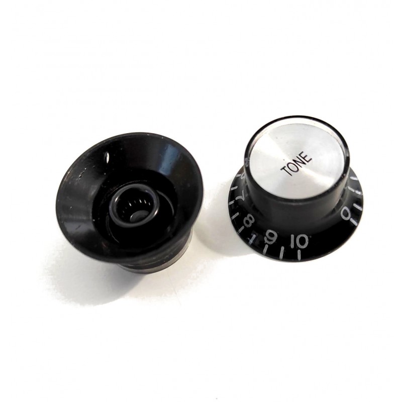 4 Gibson SG style Black Tone + Volume Knobs with Silver Reflector Cap